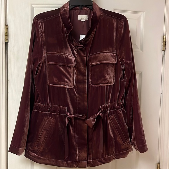 LOFT | Jackets & Coats | Loft Velvet Utility Jacket Crushed ...